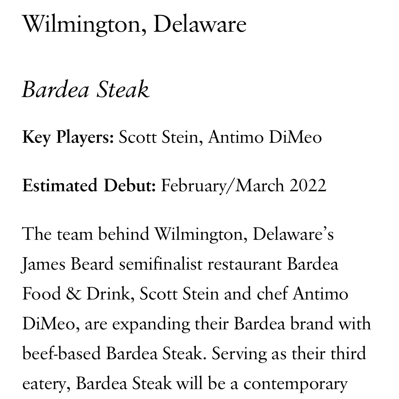 Learn about Bardea Steak part of Bardea Restaurant | Culinary Agents